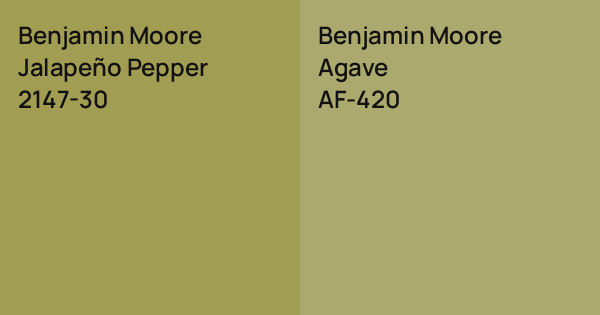 Benjamin Moore Jalapeño Pepper vs. Benjamin Moore Agave comparison