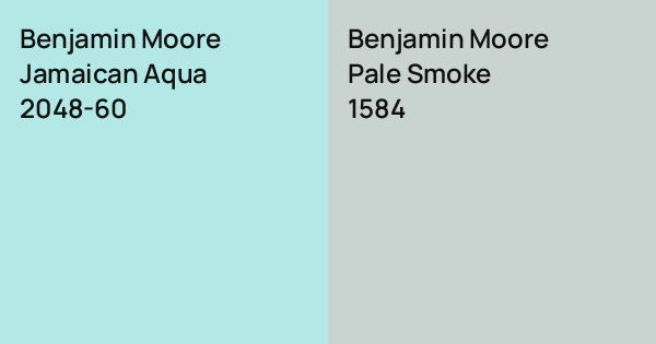 Benjamin Moore Jamaican Aqua vs. Benjamin Moore Pale Smoke comparison
