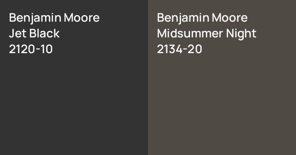 Benjamin Moore Jet Black vs. Benjamin Moore Midsummer Night comparison