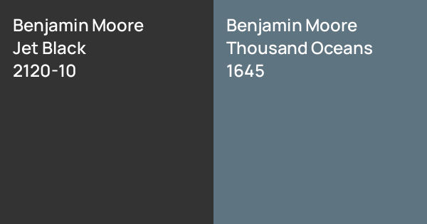 Benjamin Moore Jet Black vs. Benjamin Moore Thousand Oceans comparison