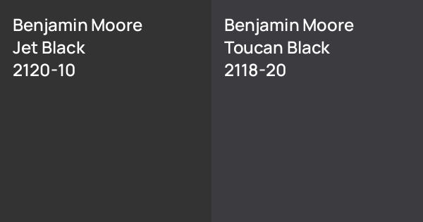 Benjamin Moore Jet Black vs. Benjamin Moore Toucan Black comparison