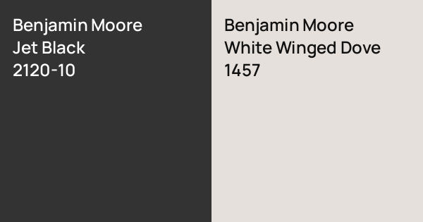 Benjamin Moore Jet Black vs. Benjamin Moore White Winged Dove comparison