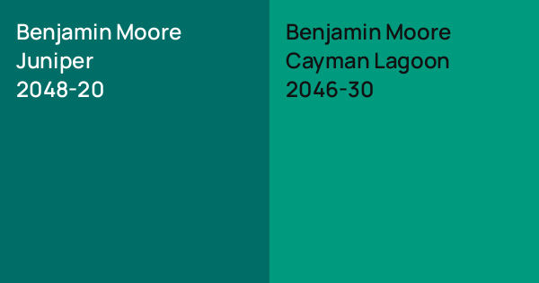 Benjamin Moore Juniper vs. Benjamin Moore Cayman Lagoon comparison