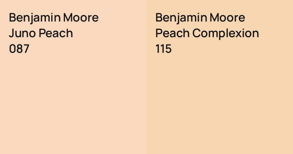 Benjamin Moore Juno Peach vs. Benjamin Moore Peach Complexion comparison