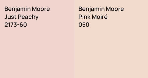 Benjamin Moore Just Peachy vs. Benjamin Moore Pink Moiré comparison