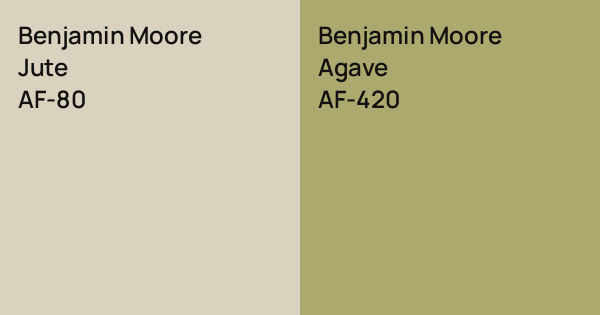 Benjamin Moore Jute vs. Benjamin Moore Agave comparison