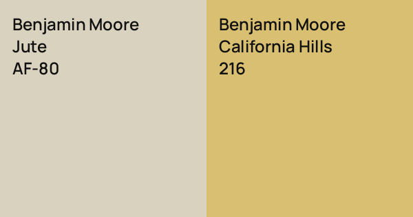 Benjamin Moore Jute vs. Benjamin Moore California Hills comparison