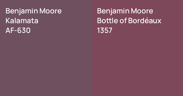 Benjamin Moore Kalamata vs. Benjamin Moore Bottle of Bordéaux comparison