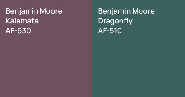 Benjamin Moore Kalamata vs. Benjamin Moore Dragonfly comparison