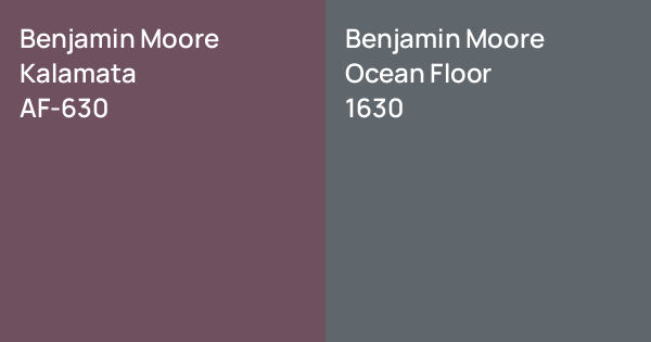 Benjamin Moore Kalamata vs. Benjamin Moore Ocean Floor comparison