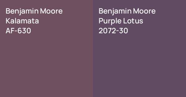 Benjamin Moore Kalamata vs. Benjamin Moore Purple Lotus comparison