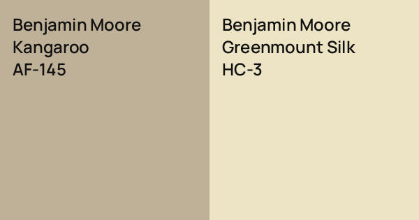 Benjamin Moore Kangaroo vs. Benjamin Moore Greenmount Silk comparison
