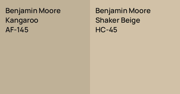 Benjamin Moore Kangaroo vs. Benjamin Moore Shaker Beige comparison