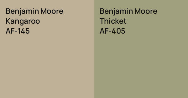 Benjamin Moore Kangaroo vs. Benjamin Moore Thicket comparison