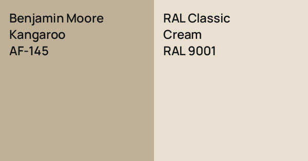 Benjamin Moore Kangaroo vs. RAL Classic Cream comparison