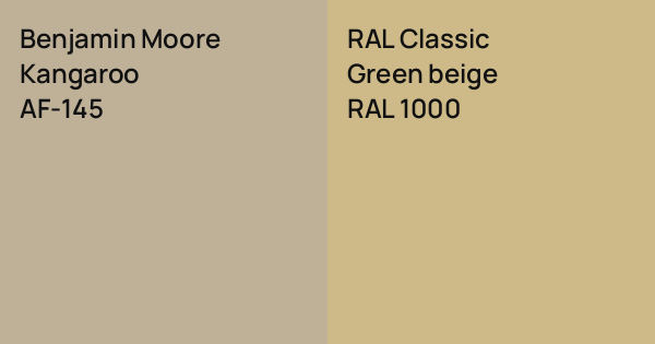 Benjamin Moore Kangaroo vs. RAL Classic Green beige comparison