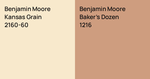 Benjamin Moore Kansas Grain vs. Benjamin Moore Baker's Dozen comparison