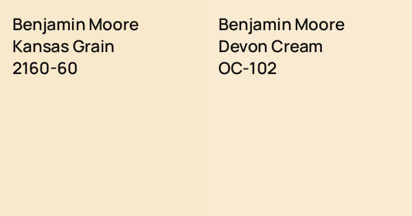 Benjamin Moore Kansas Grain vs. Benjamin Moore Devon Cream comparison