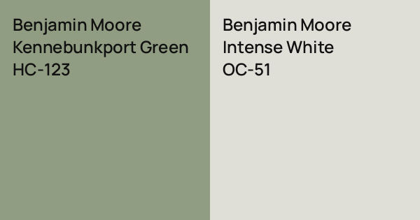 Benjamin Moore Kennebunkport Green vs. Benjamin Moore Intense White ...