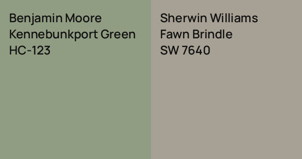 Benjamin Moore Kennebunkport Green vs. Sherwin Williams Fawn Brindle ...
