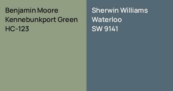 Benjamin Moore Kennebunkport Green vs. Sherwin Williams Waterloo comparison