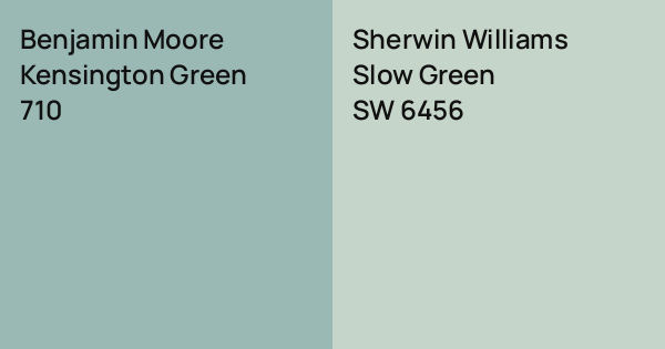 Benjamin Moore Kensington Green vs. Sherwin Williams Slow Green comparison