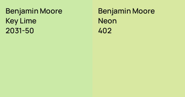 Benjamin Moore Key Lime vs. Benjamin Moore Neon comparison