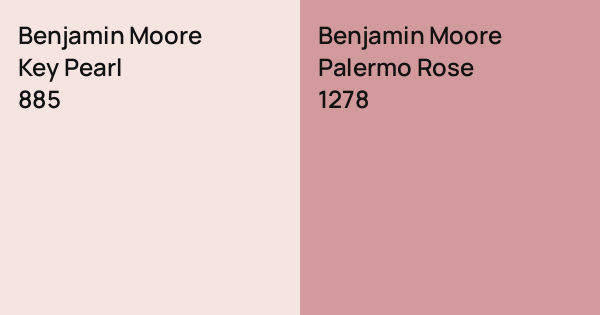 Benjamin Moore Key Pearl vs. Benjamin Moore Palermo Rose comparison