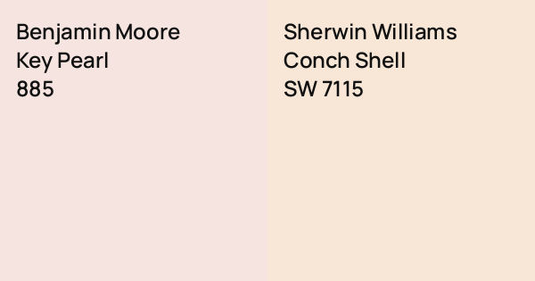 Benjamin Moore Key Pearl vs. Sherwin Williams Conch Shell comparison