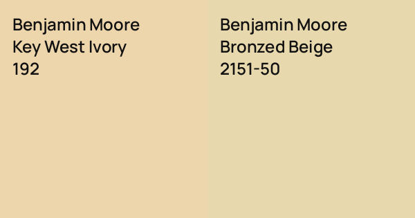 Benjamin Moore Key West Ivory vs. Benjamin Moore Bronzed Beige comparison