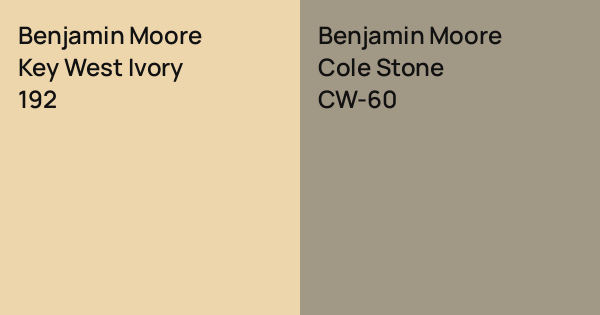 Benjamin Moore Key West Ivory vs. Benjamin Moore Cole Stone comparison