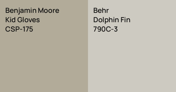 Benjamin Moore Kid Gloves vs. Behr Dolphin Fin comparison