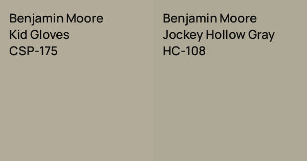 Benjamin Moore Kid Gloves vs. Benjamin Moore Jockey Hollow Gray comparison