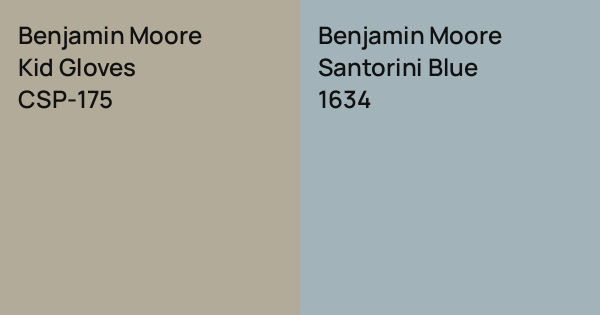 Benjamin Moore Kid Gloves vs. Benjamin Moore Santorini Blue comparison