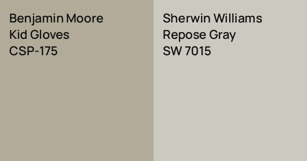 Benjamin Moore Kid Gloves vs. Sherwin Williams Repose Gray comparison