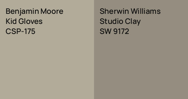 Benjamin Moore Kid Gloves vs. Sherwin Williams Studio Clay comparison