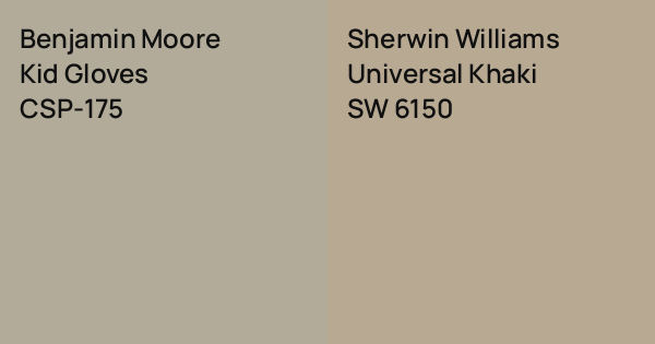 Benjamin Moore Kid Gloves vs. Sherwin Williams Universal Khaki comparison