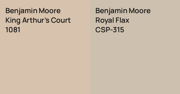 Benjamin Moore King Arthur's Court vs. Benjamin Moore Royal Flax comparison