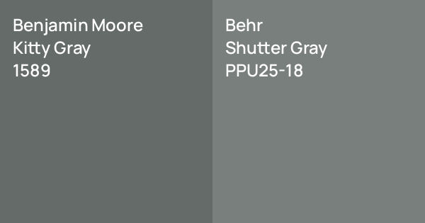 Benjamin Moore Kitty Gray vs. Behr Shutter Gray comparison