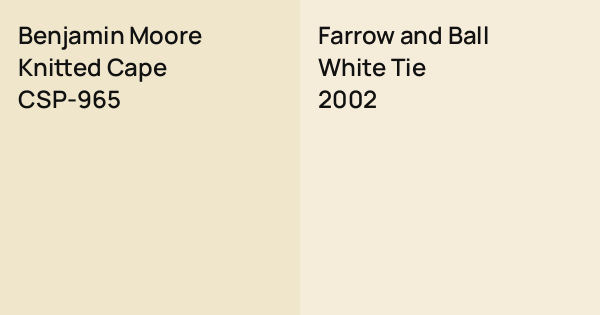 Benjamin Moore Knitted Cape vs. Farrow and Ball White Tie comparison