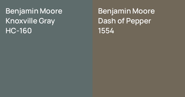 Benjamin Moore Knoxville Gray vs. Benjamin Moore Dash of Pepper comparison