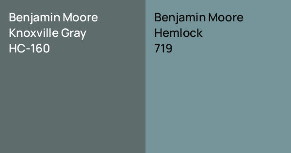 Benjamin Moore Knoxville Gray vs. Benjamin Moore Hemlock comparison