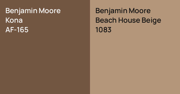 Benjamin Moore Kona vs. Benjamin Moore Beach House Beige comparison