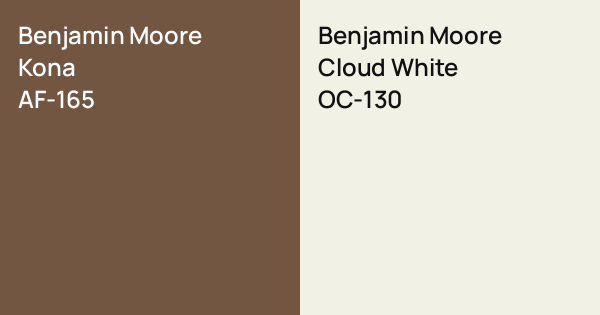 Benjamin Moore Kona vs. Benjamin Moore Cloud White comparison