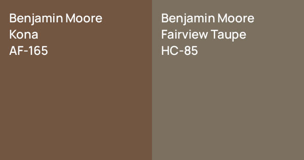 Benjamin Moore Kona vs. Benjamin Moore Fairview Taupe comparison