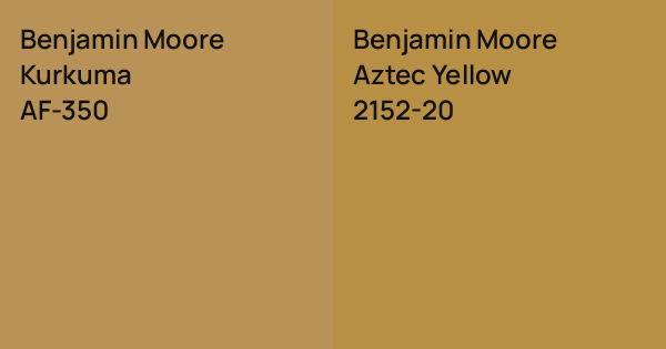 Benjamin Moore Kurkuma vs. Benjamin Moore Aztec Yellow comparison