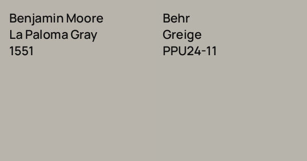 Benjamin Moore La Paloma Gray vs. Behr Greige comparison