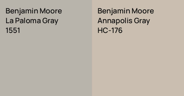 Benjamin Moore La Paloma Gray vs. Benjamin Moore Annapolis Gray comparison