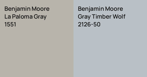 Benjamin Moore La Paloma Gray vs. Benjamin Moore Gray Timber Wolf ...