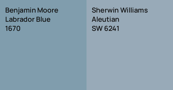 Benjamin Moore Labrador Blue vs. Sherwin Williams Aleutian comparison
